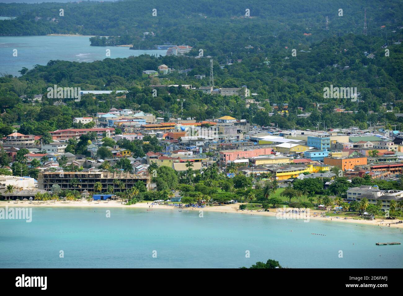Ocho Rios aerial view from the top of Mystic Mountain, Jamaica Stock ...