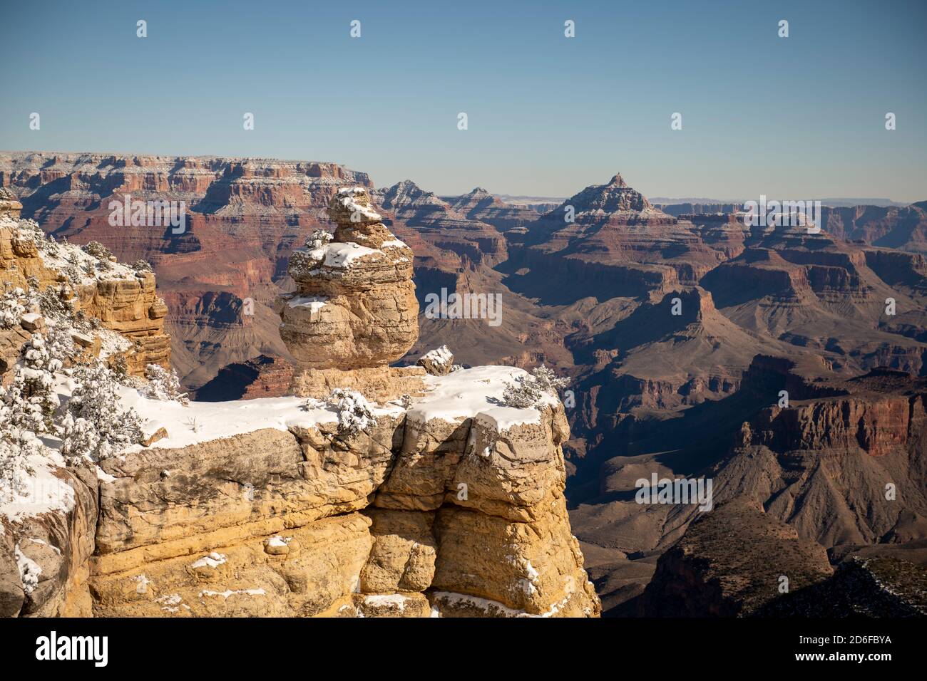 Snow covered Duck on a Rock formation in Grand Canyon Natiional Park ...