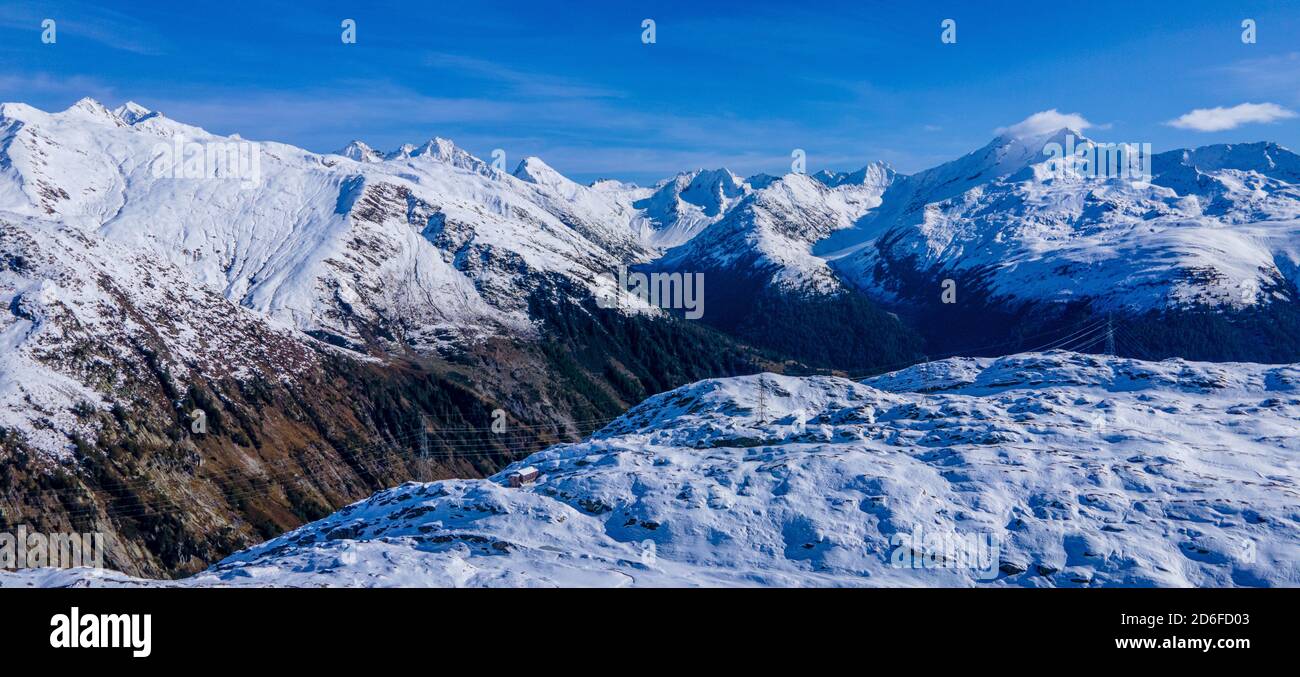 The glaciers in the Swiss Alps - snow covered mountains in Switzerland ...