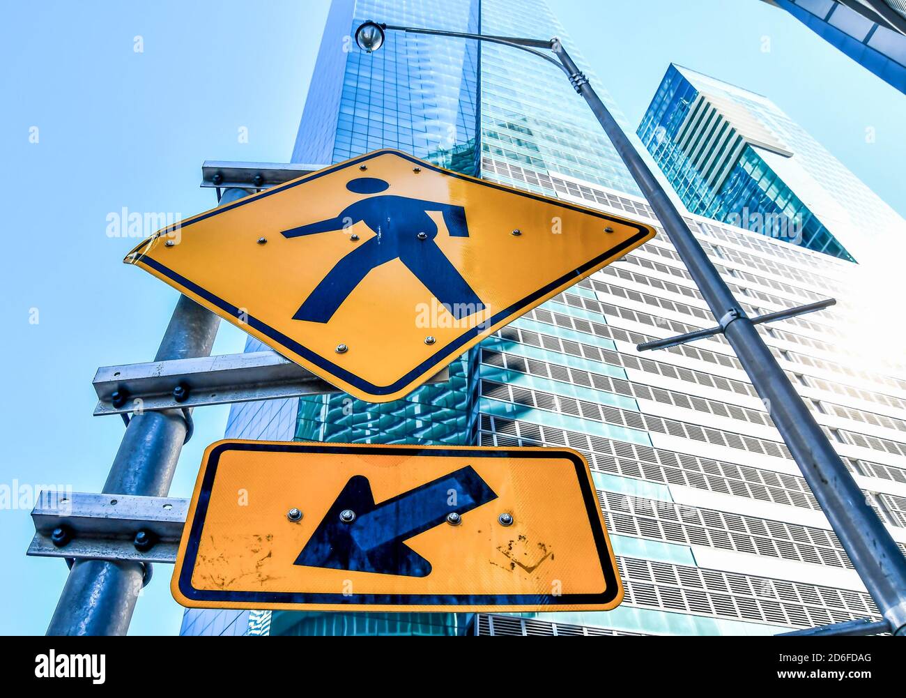 street crossing sign with blue sky , miami city usa america Stock Photo ...