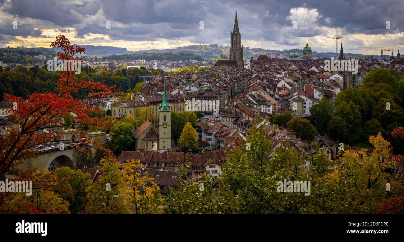 Panoramic view over the city of Bern - the capital city of Switzerland ...