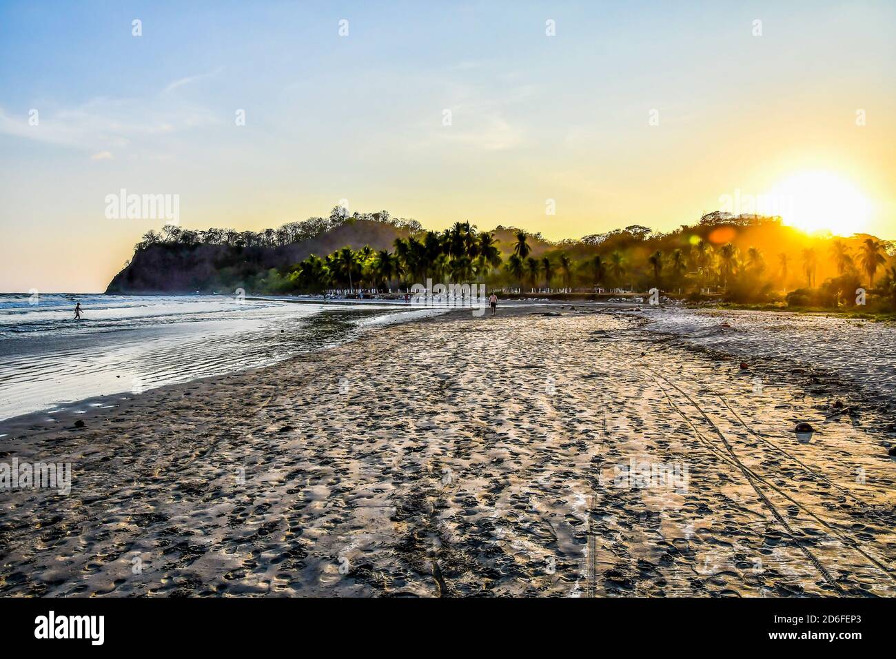 sunset on beach in samara nicoya costa rica central america Stock Photo ...