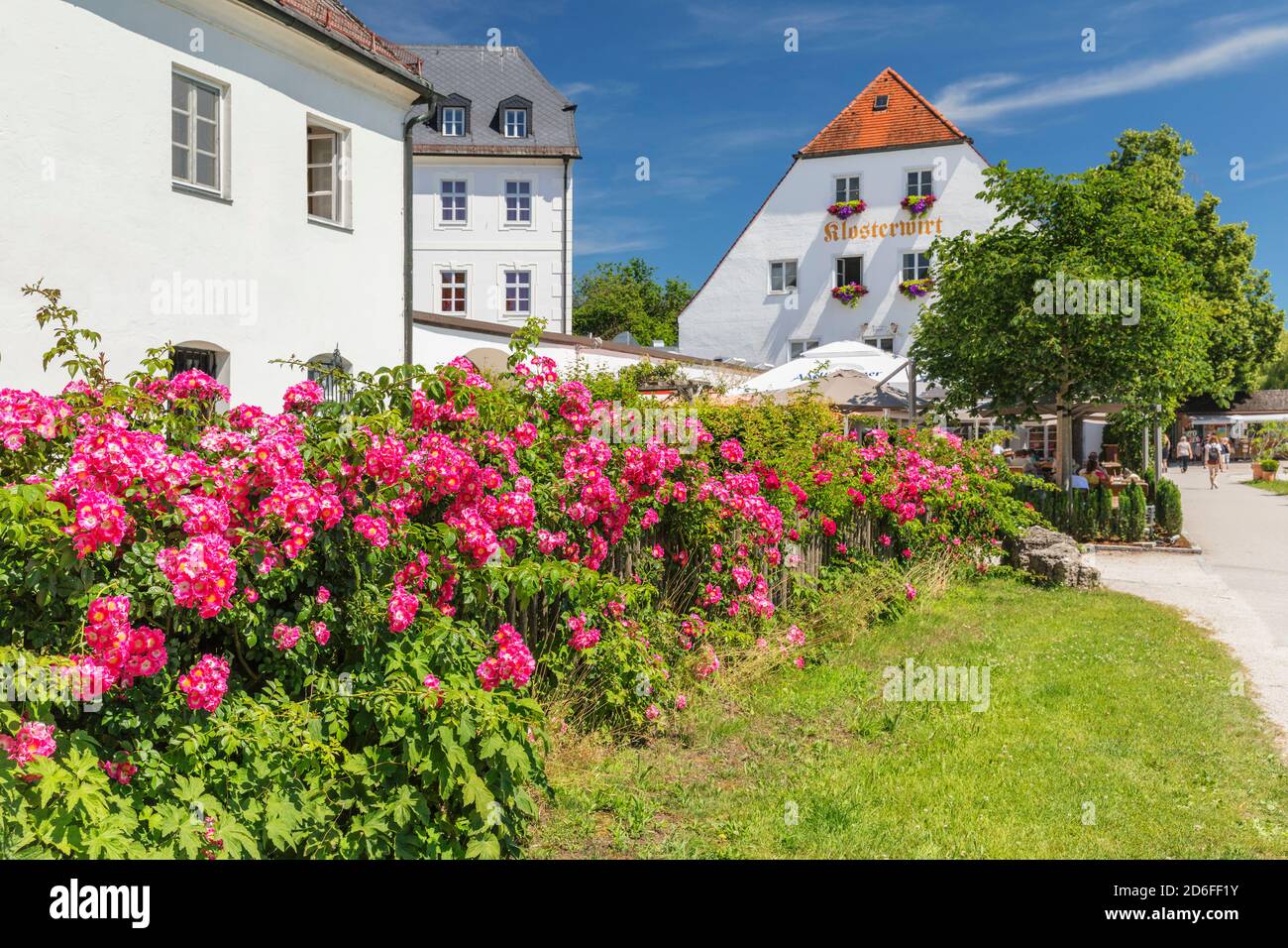 Klosterwirt restaurant at Frauenwörth Monastery on Fraueninsel ...
