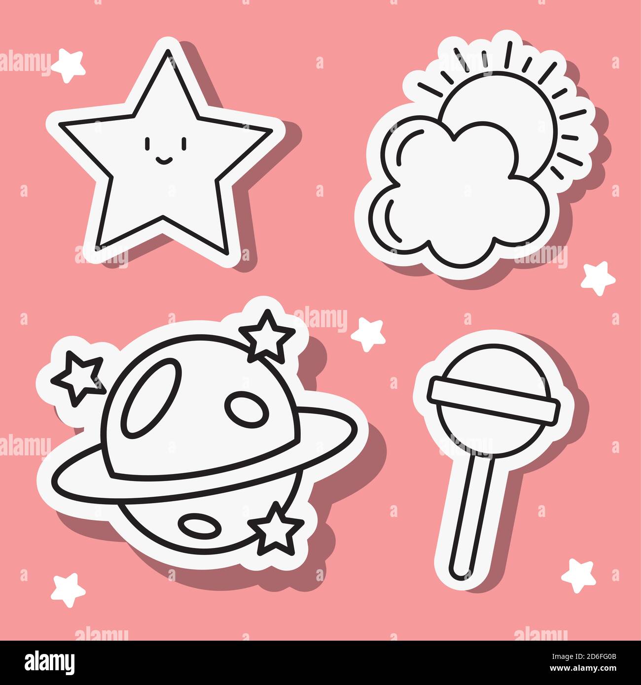 cute stickers line style icons group vector design Stock Vector Image ...
