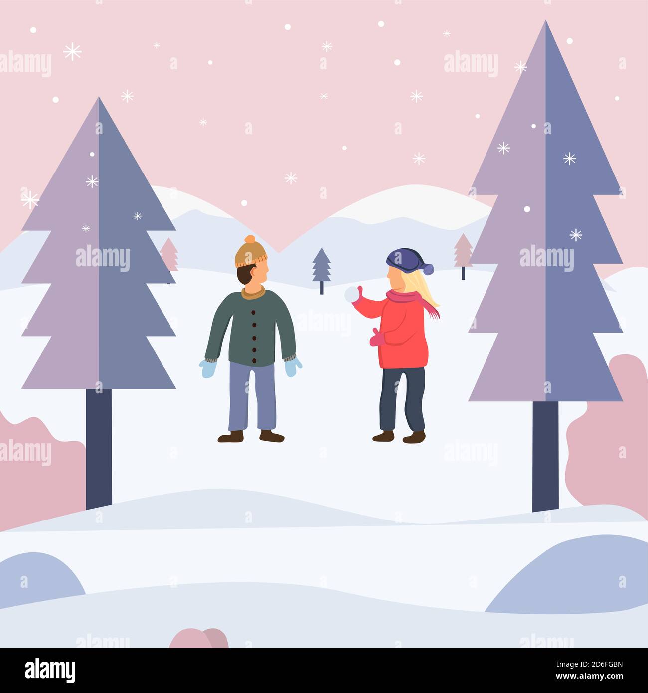 Snowball fight cartoon illustration hi-res stock photography and images ...