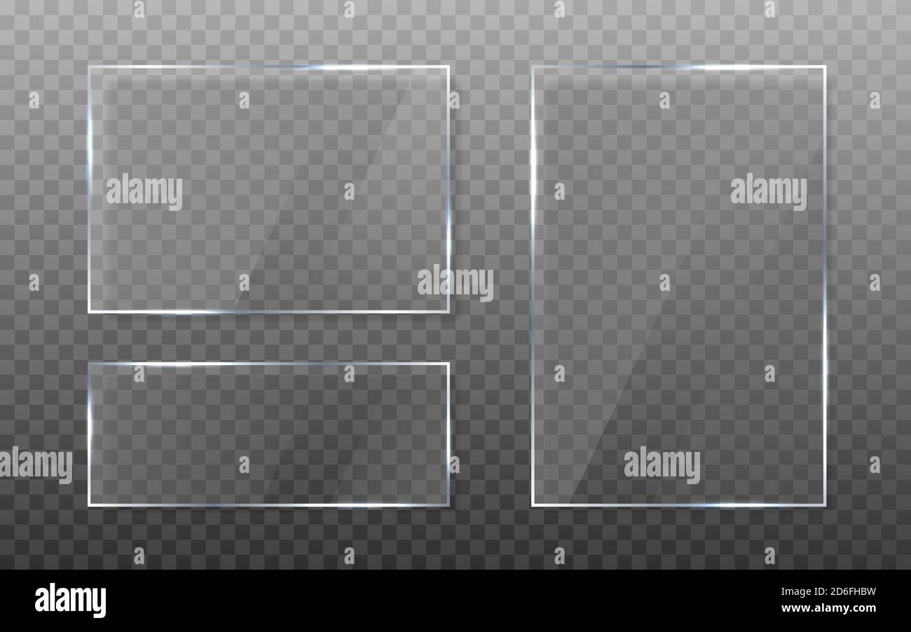 Glass plate set on transparent background. Realistic window with shadow ...