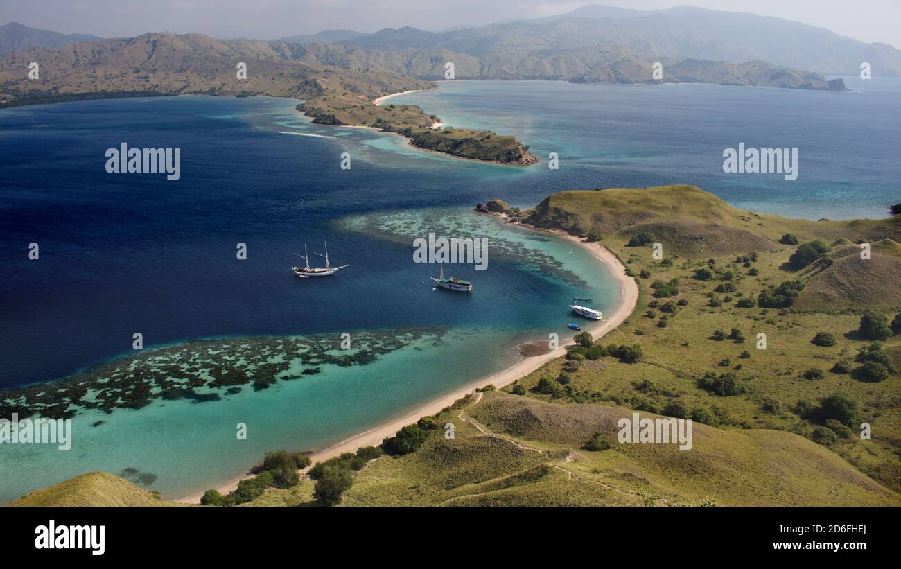 Aerial shot of the Komodo National Park in Indonesia Stock Photo - Alamy