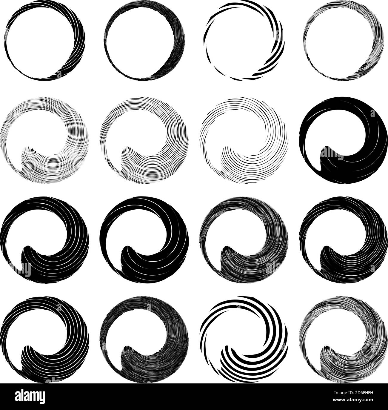 Circular Spiral, swirl, twirl design element. Concentric, radial and ...