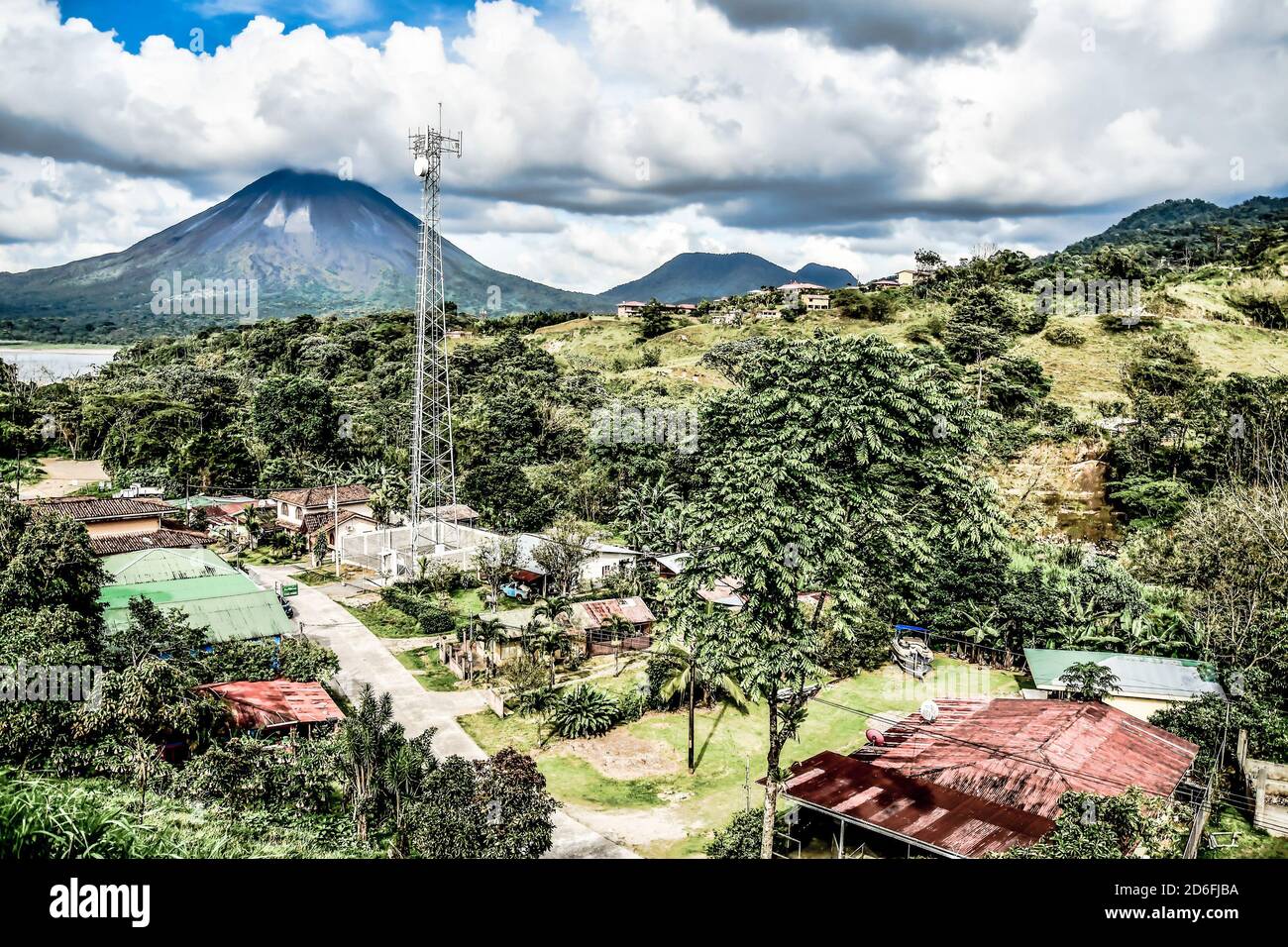 village in mountains, in Arenal Volcano area in costa rica central ...