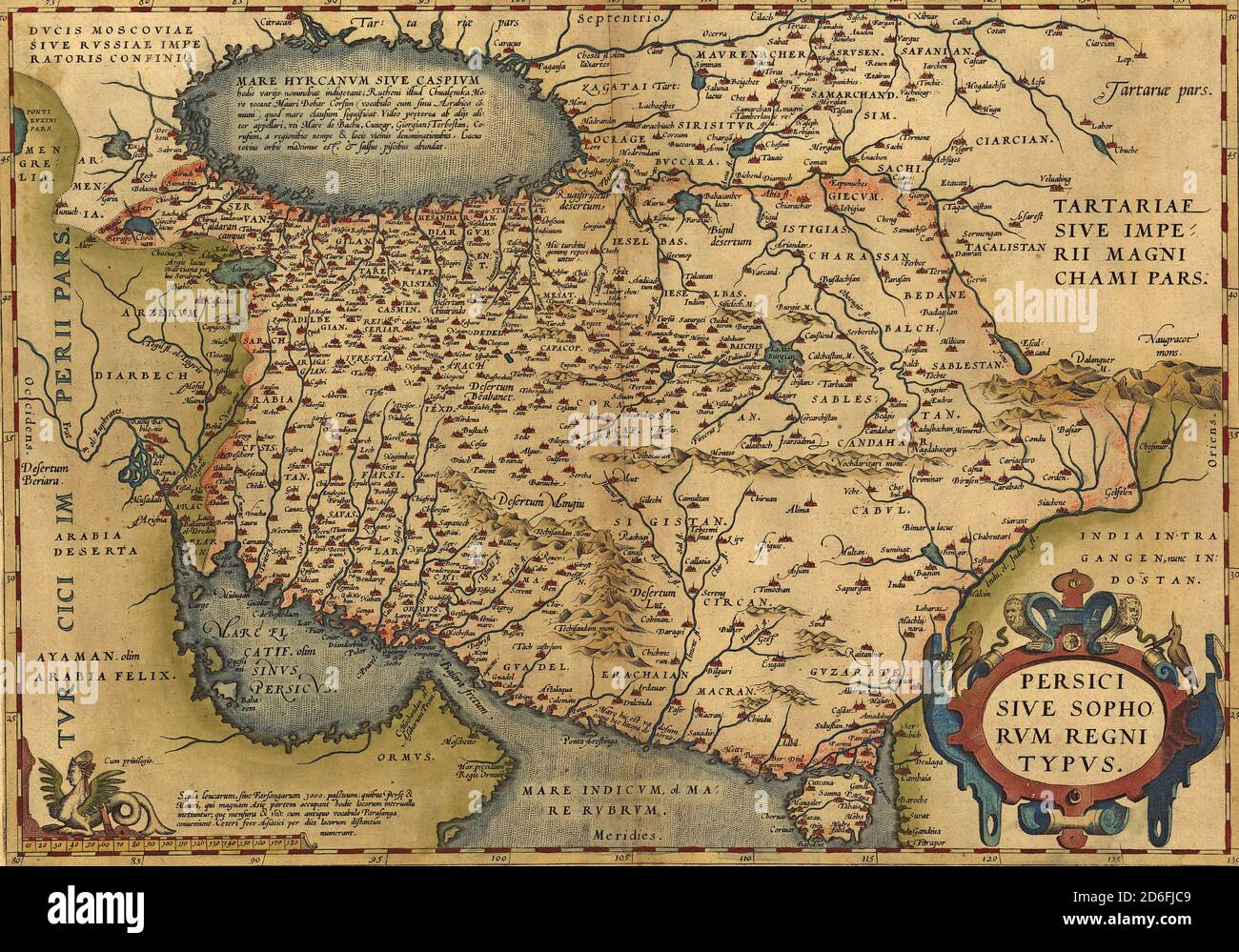 Antique Map of Persia, by Abraham Ortelius, circa 1570 Stock Photo - Alamy