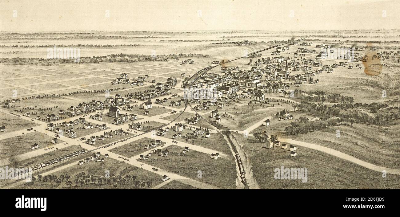 Ladonia, Fannin County, Texas in 1891 from vintage atlas by T M Fowler ...