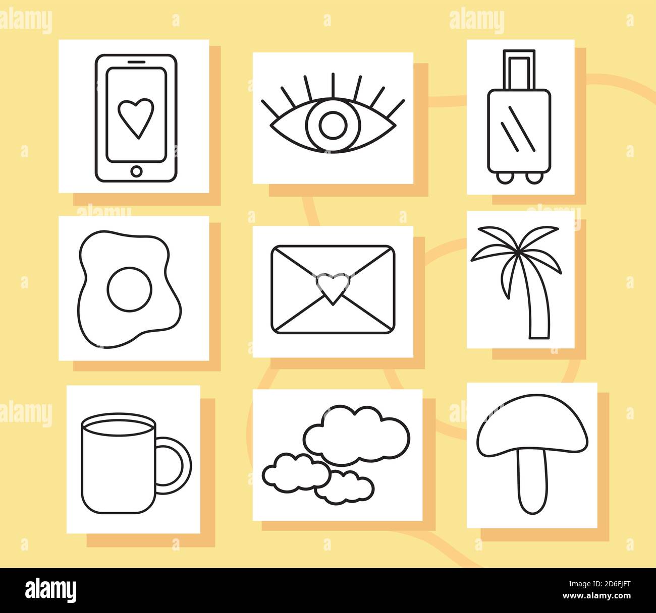 cute stickers line style symbols set vector design Stock Vector Image ...