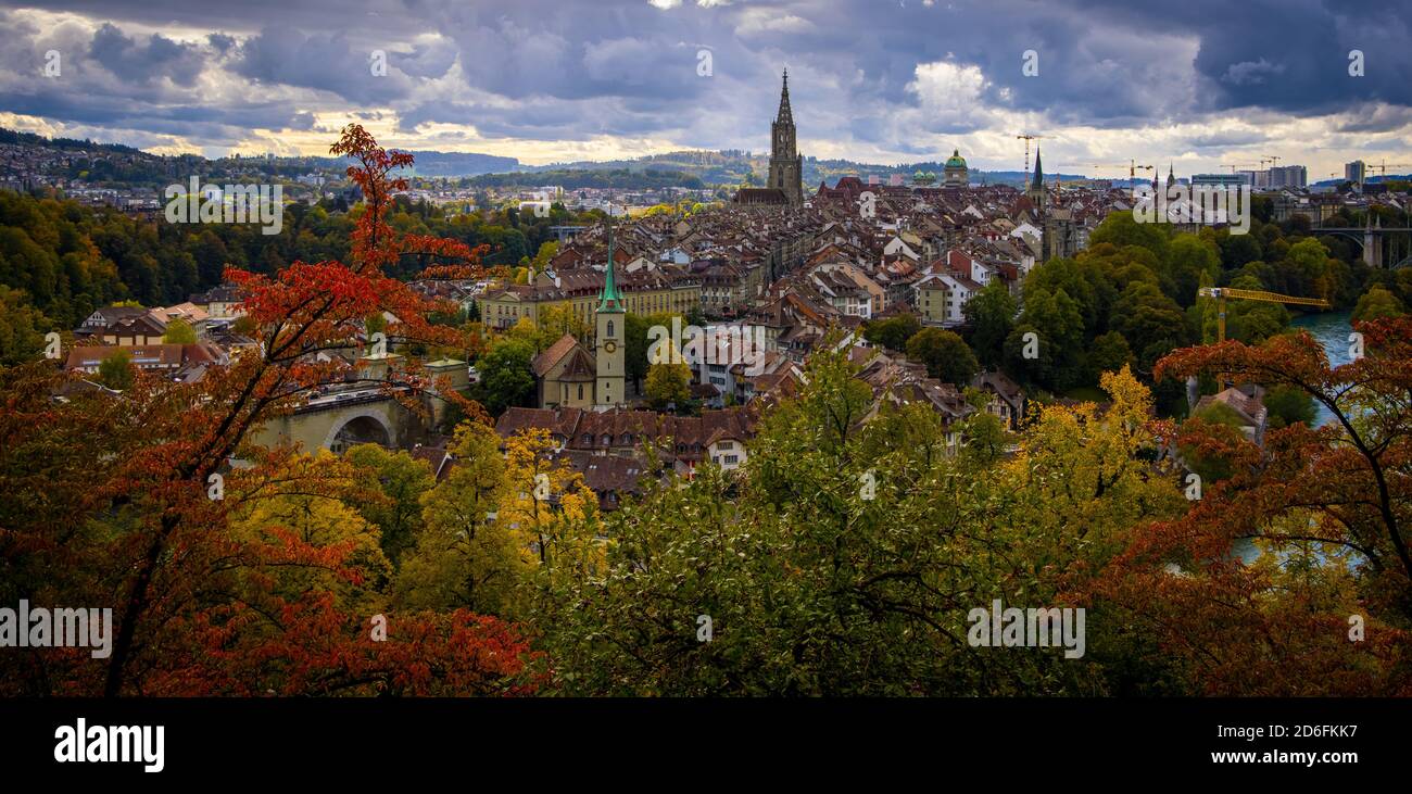 Panoramic view over the city of Bern - the capital city of Switzerland ...