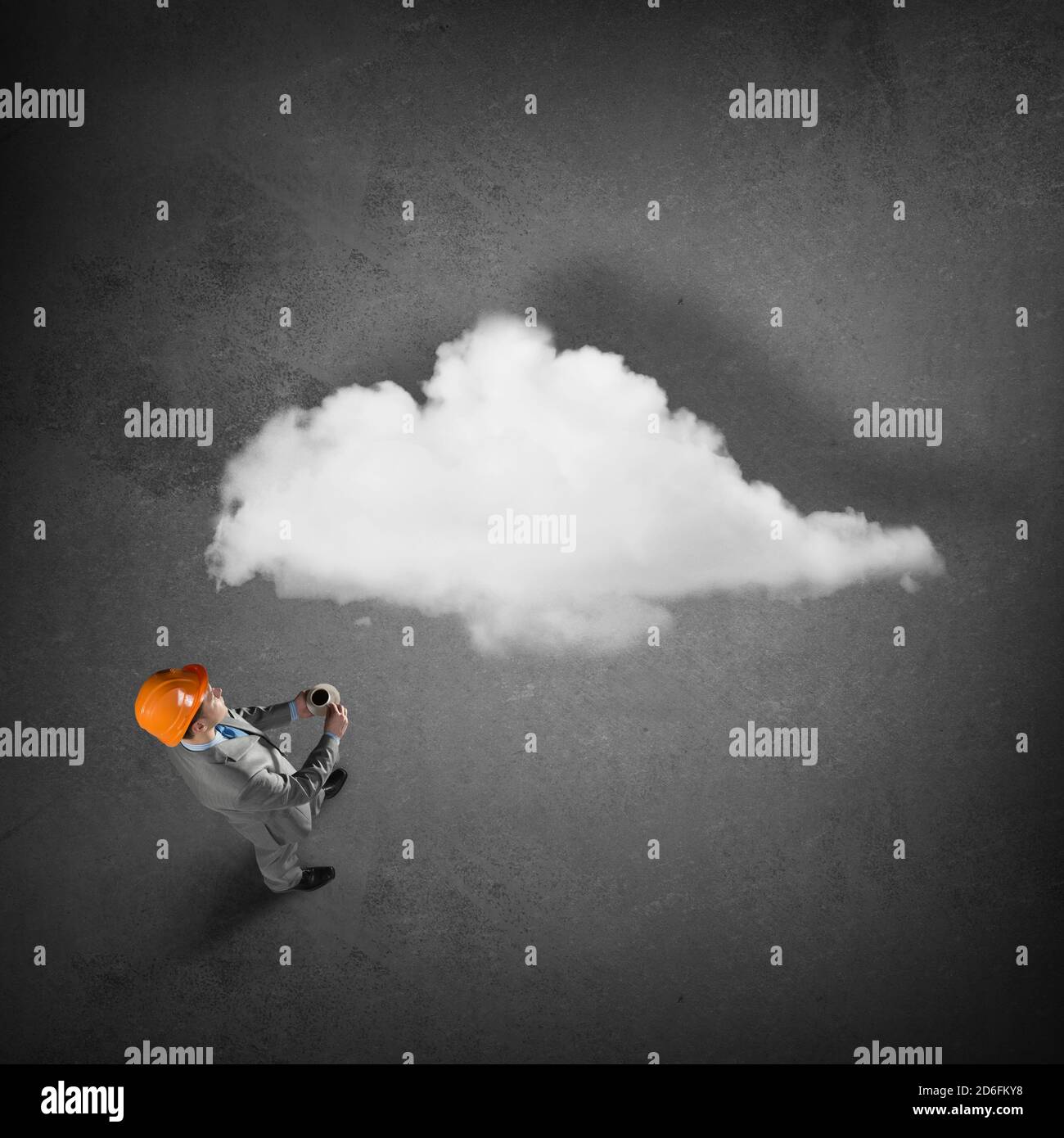 Engineer man thinking over idea Stock Photo - Alamy