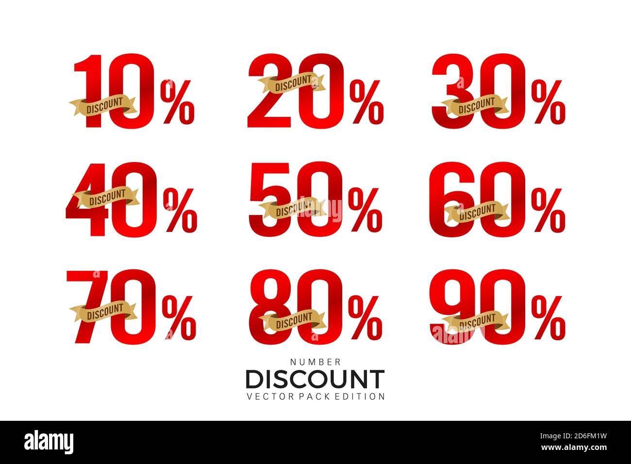 Sale discount number set, tag number discount vector set, label sale ...