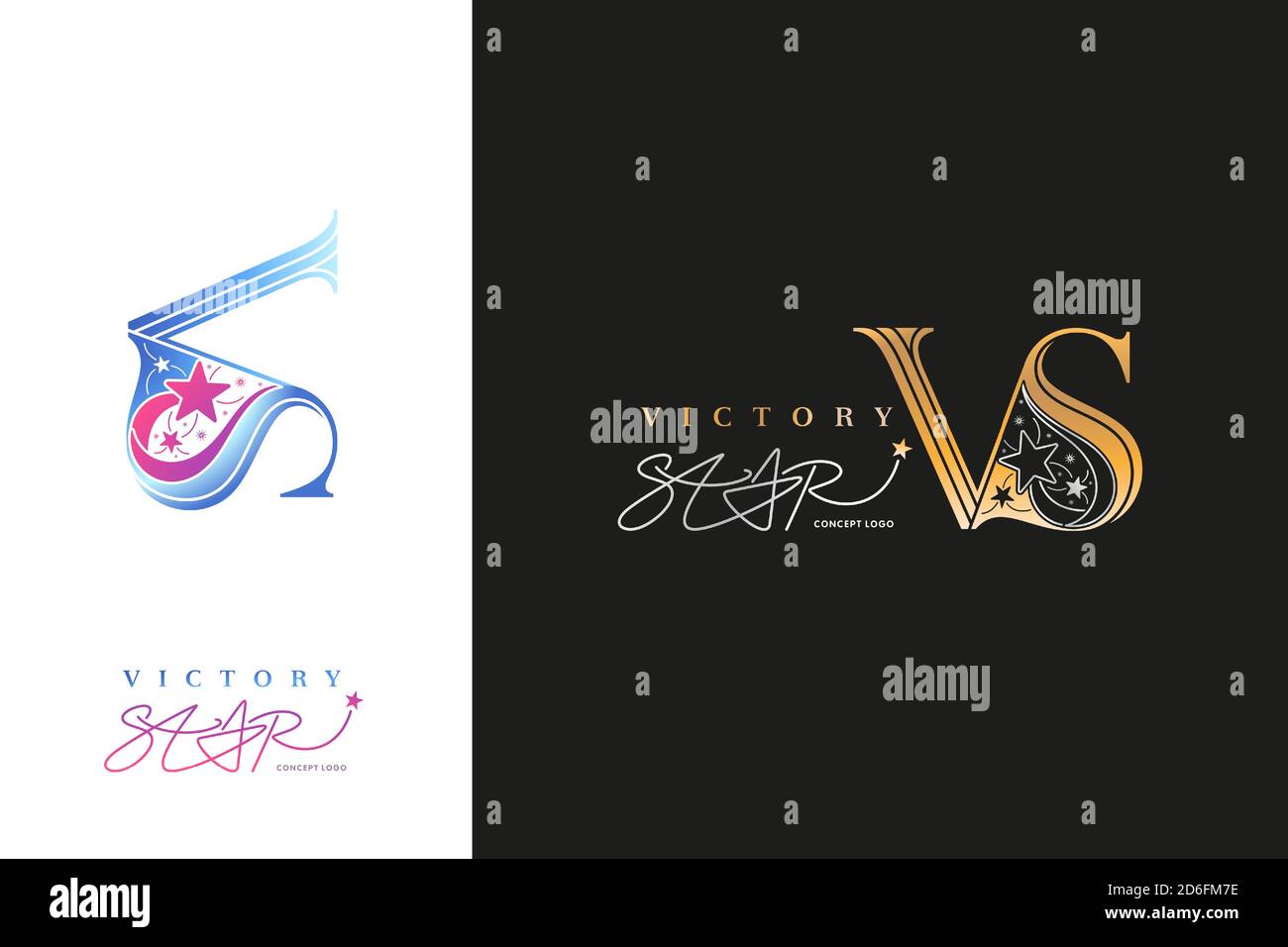 Victory Star Logo company, VS monogram. VS icon business. VS initial ...
