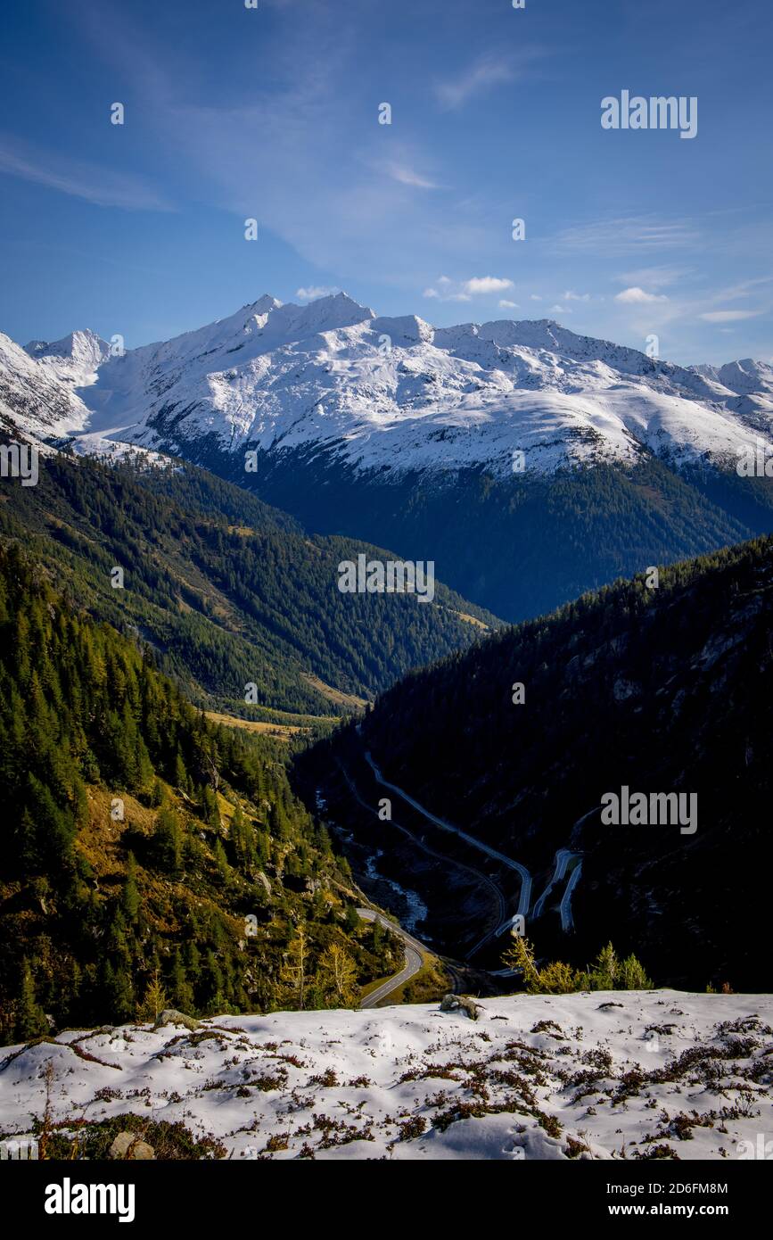 The Swiss Alps - amazing view over the mountains of Switzerland Stock ...