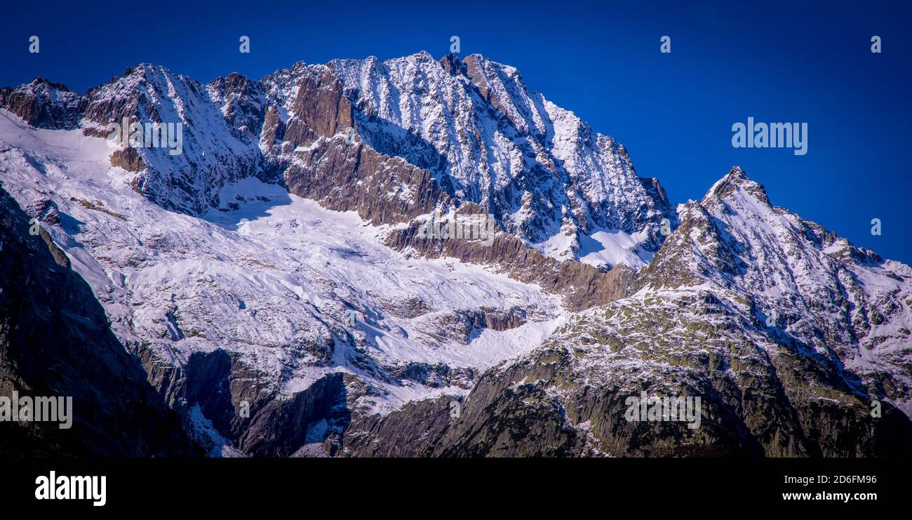 The Swiss Alps - amazing view over the mountains of Switzerland Stock ...