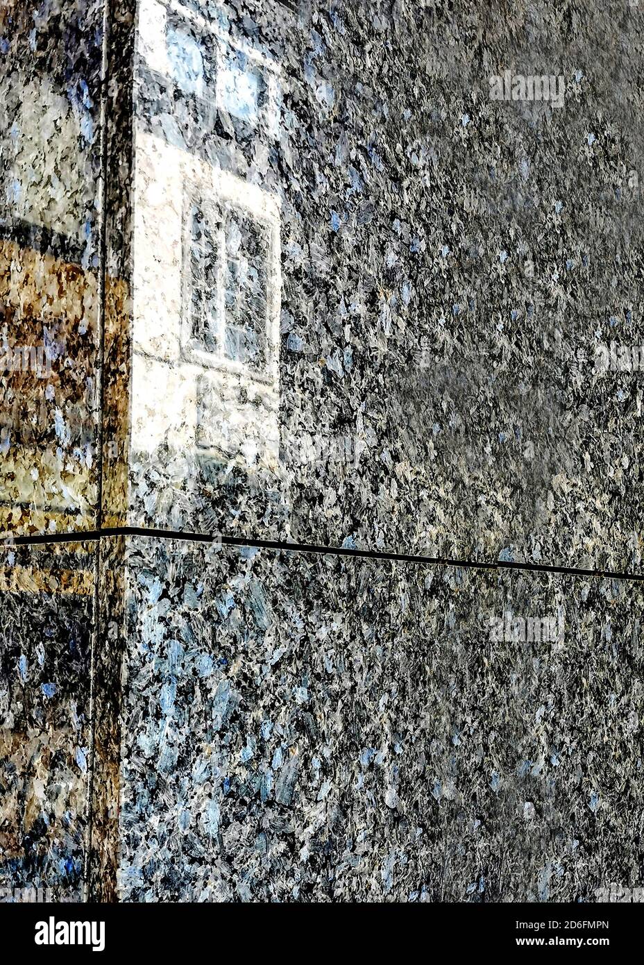 Vertical shot of marble stone with street reflection Stock Photo - Alamy