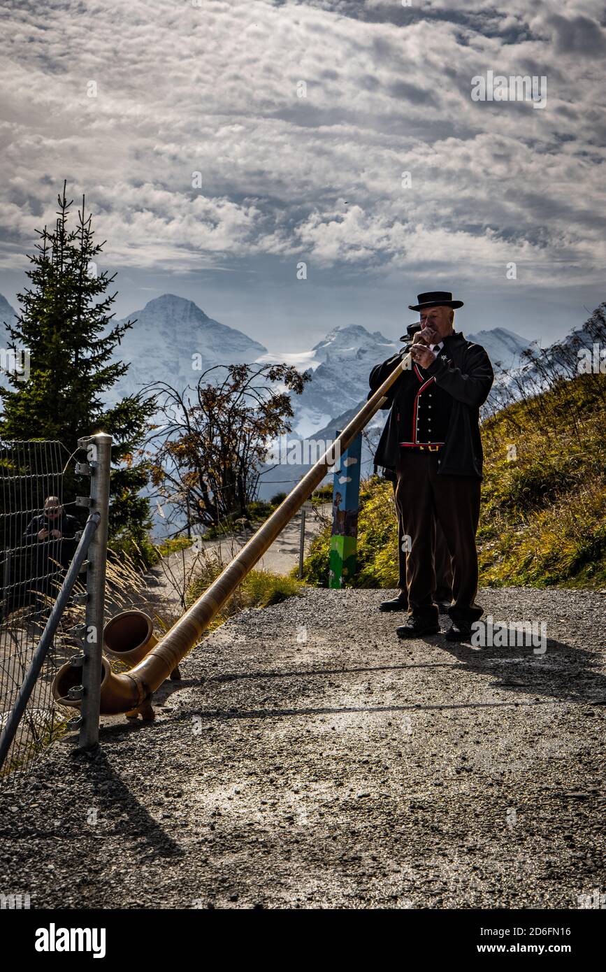 Switzerland tradition folklore alp horn hi-res stock photography and ...