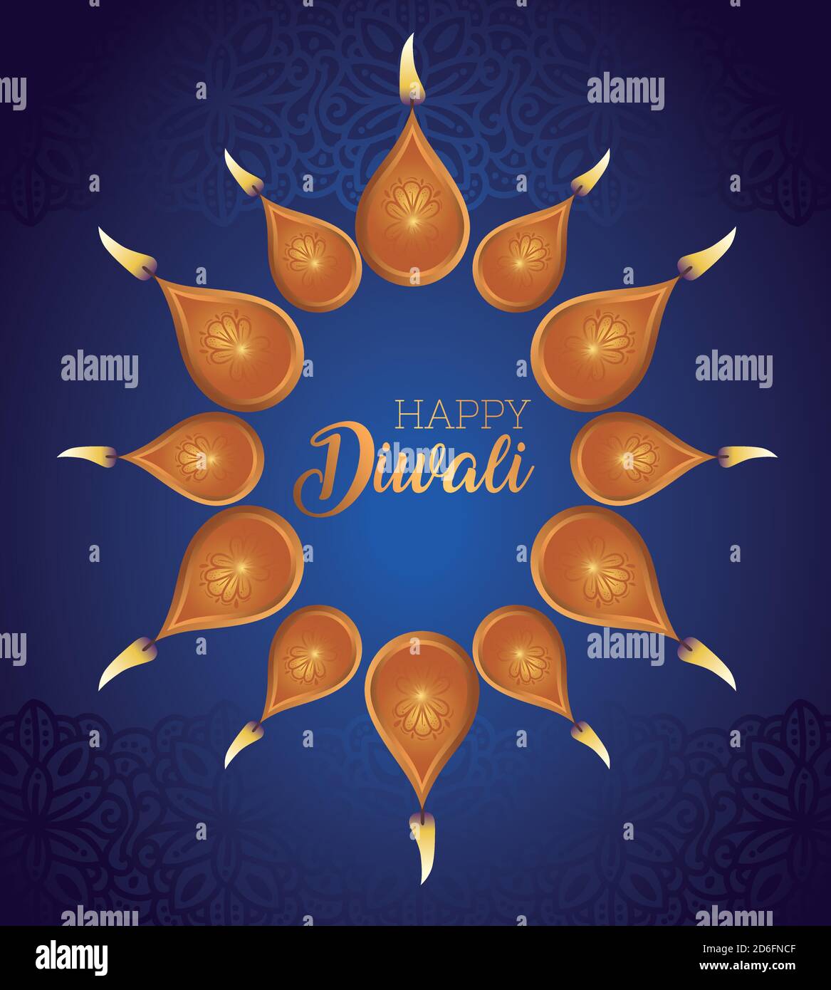 Happy diwali diya candles circle vector design Stock Vector Image & Art ...