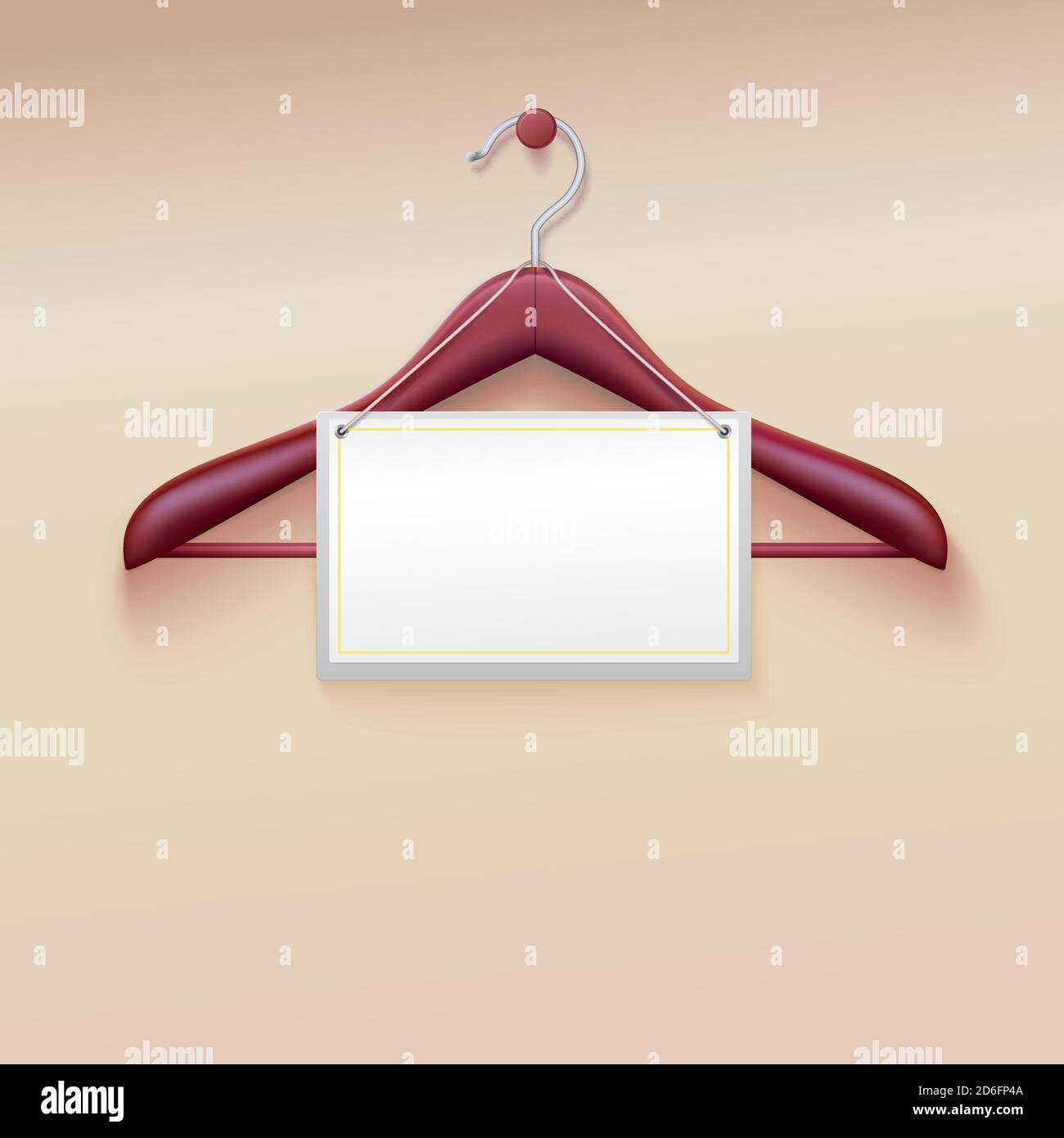 Wooden hanger with tag isolated on cream background Stock Vector Image ...