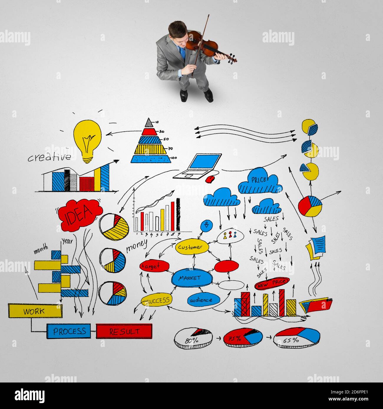 Businessman play success melody Stock Photo - Alamy