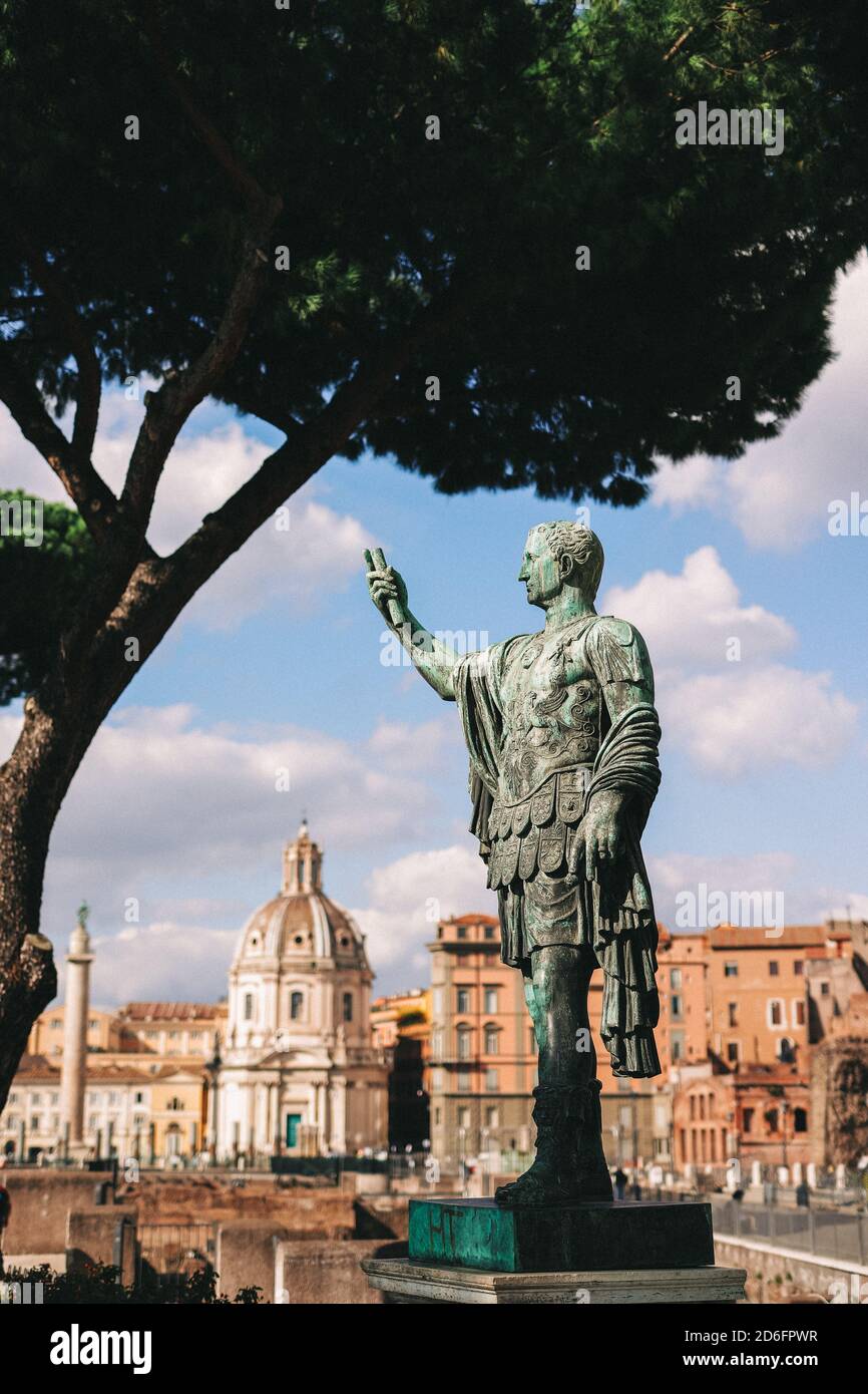 Vertical shot of a Statue of Emperor Marcus Nerva in Rome, Italy Stock ...