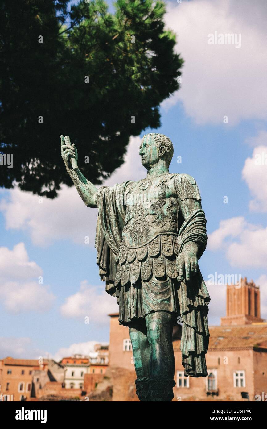 Vertical shot of a Statue of Emperor Marcus Nerva in Rome, Italy Stock ...