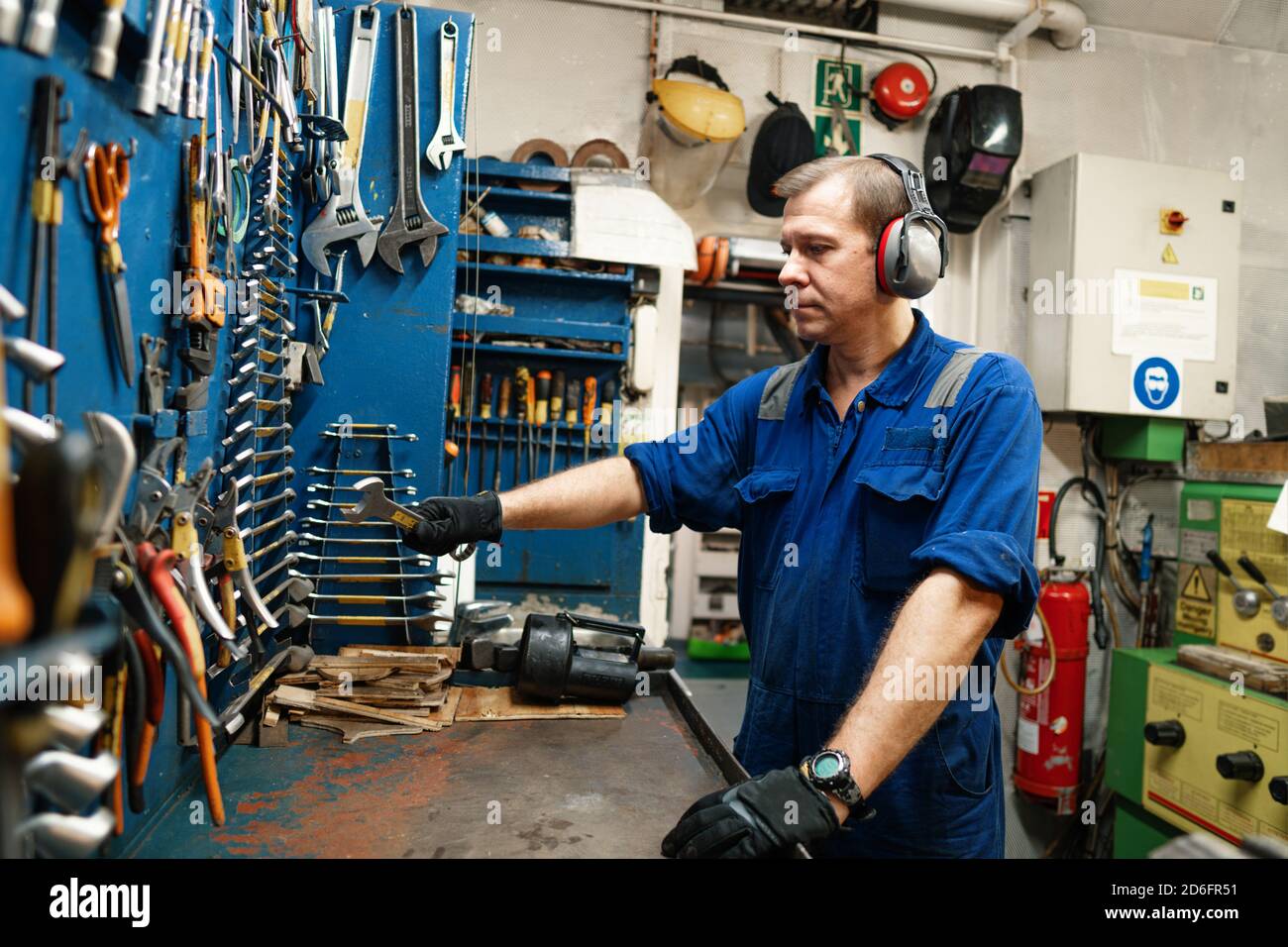 Marine engineer officer in engine control room ECR Stock Photo - Alamy