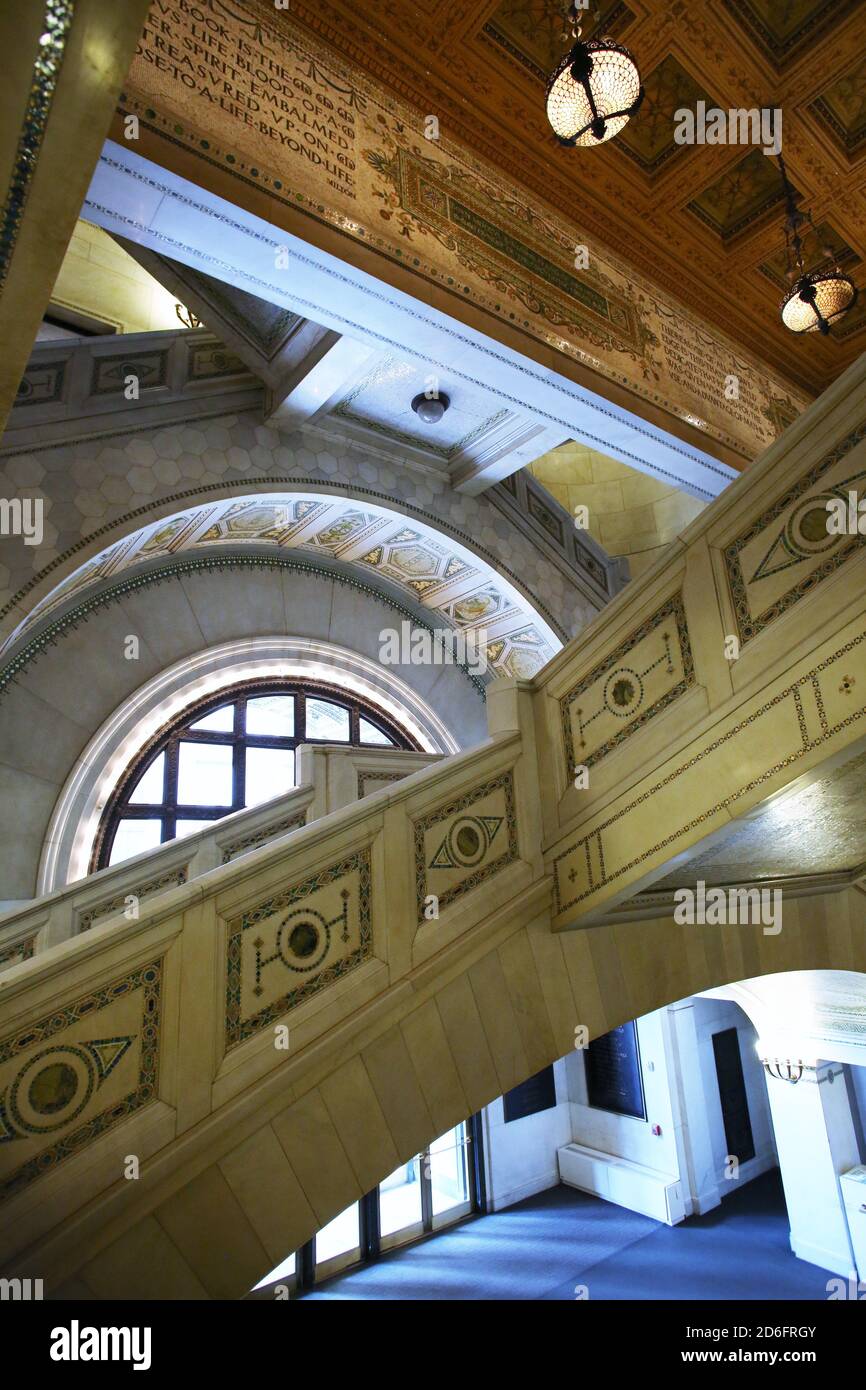Stairway inside chicago cultural center hi-res stock photography and ...