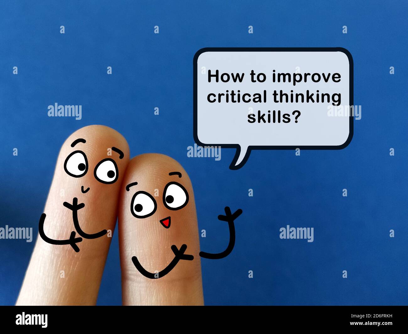 Two fingers are decorated as two person. One of them is asking how to ...