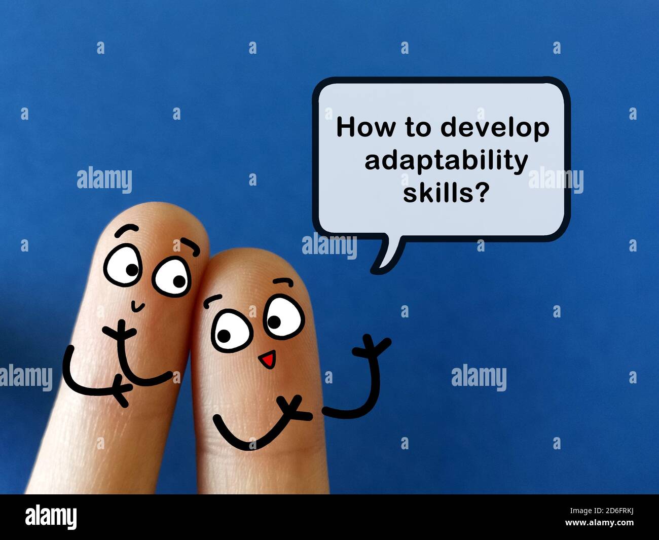 Two fingers are decorated as two person. One of them is asking how to ...