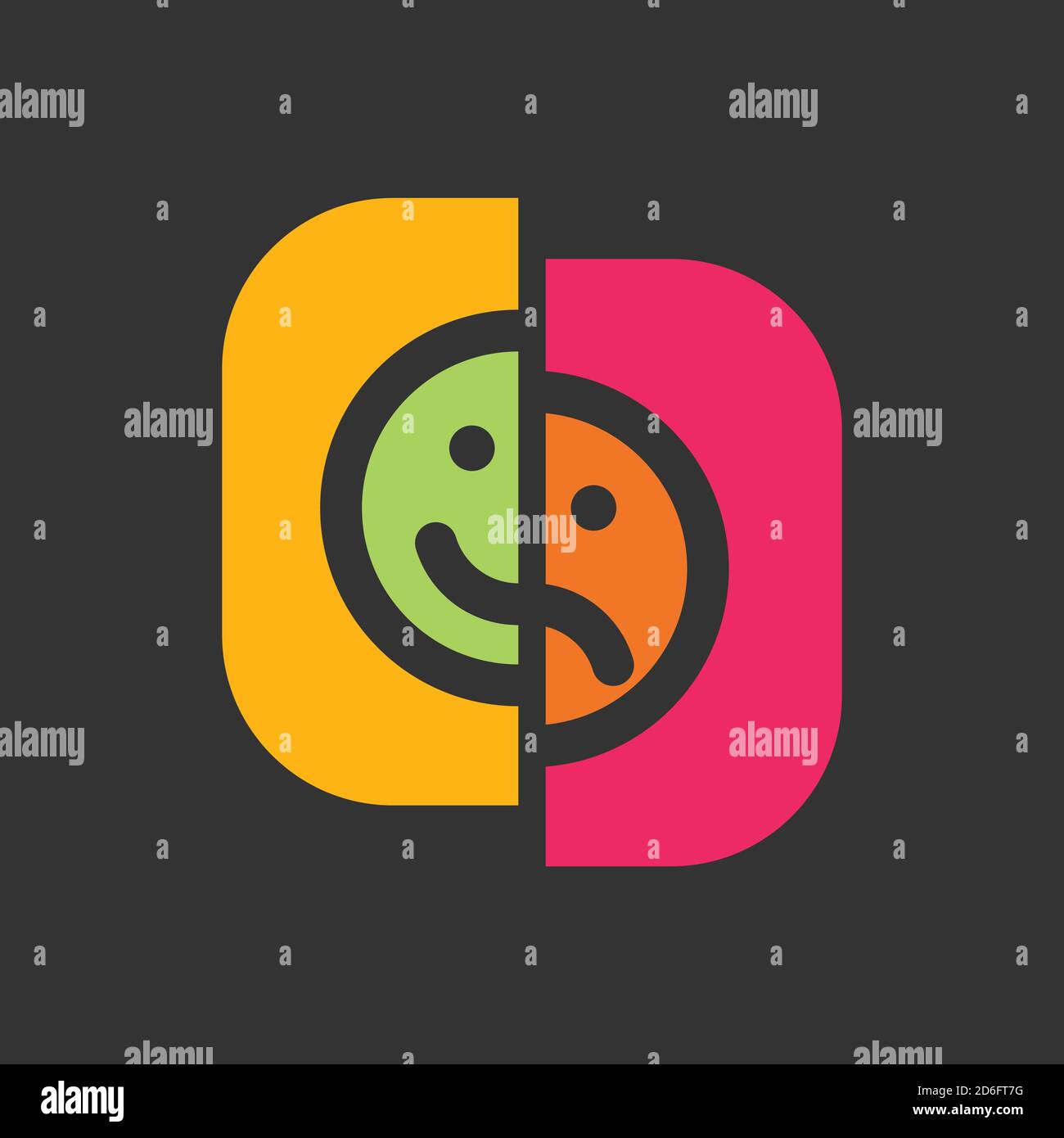 custom sad happy emoji face emoticon icon symbol logo design vector ...