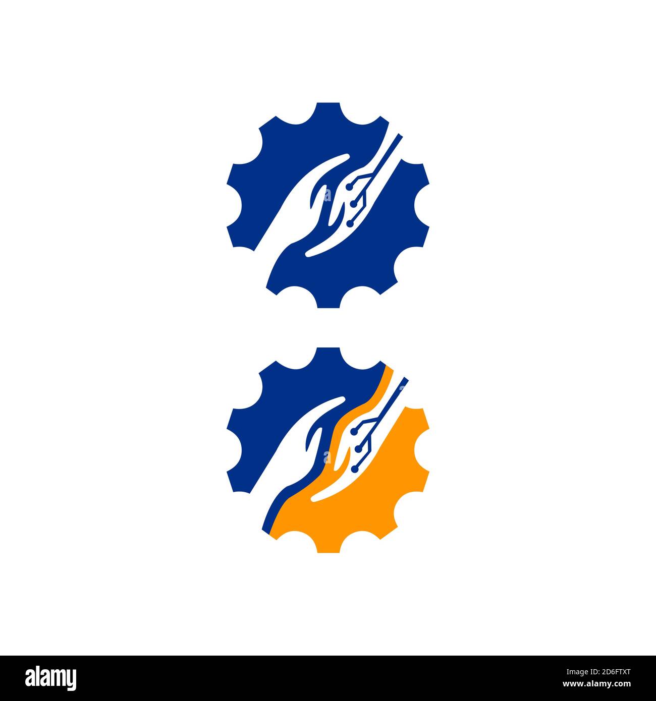 friendly technology logo design vector hand and tech illustrations ...