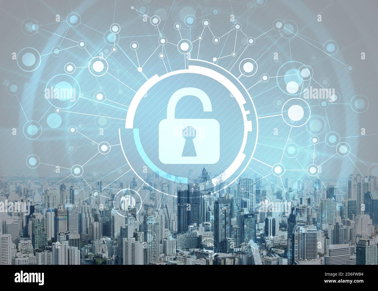 Cybersecurity mixed media with virtual padlock Stock Photo - Alamy