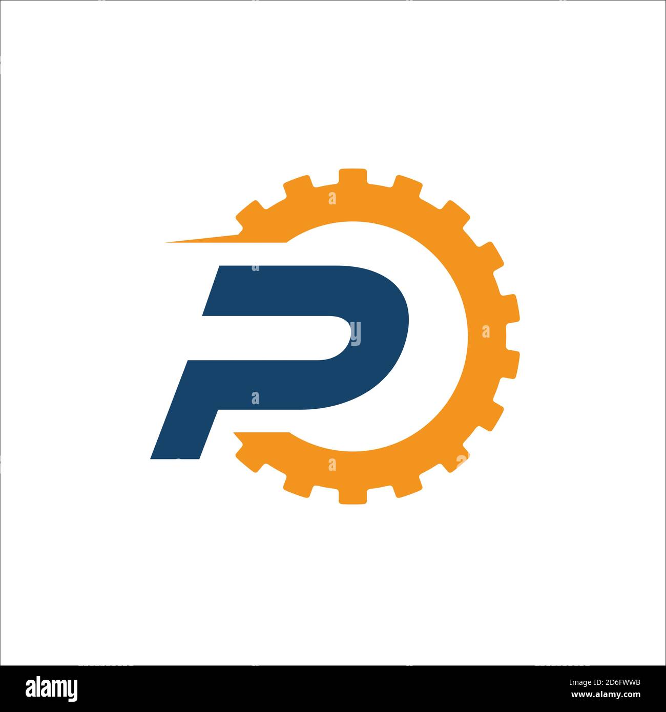powerfull P initial Letter P logo design and gear vector illustration ...