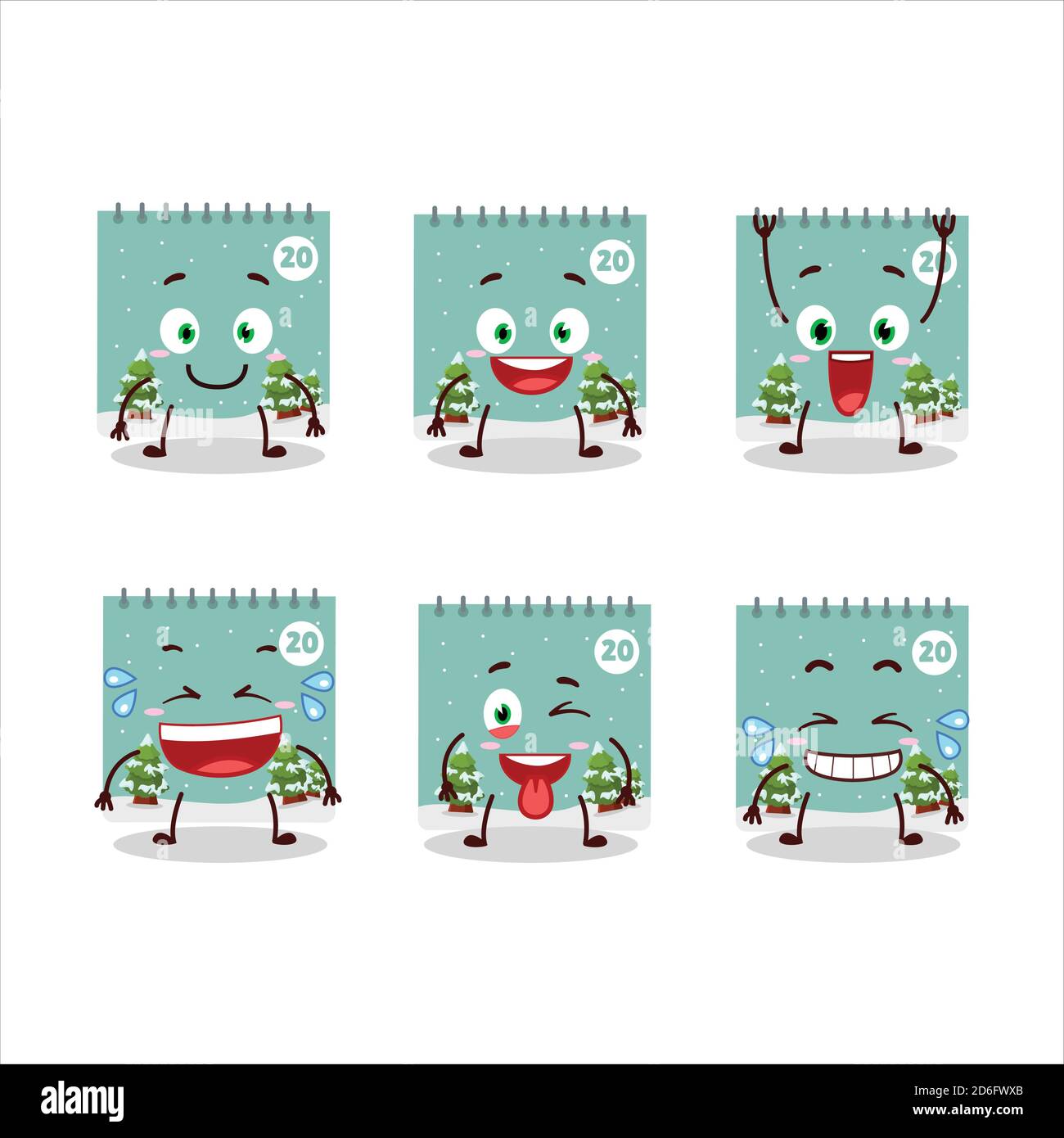 Cartoon character of 20th december calendar with smile expression Stock ...