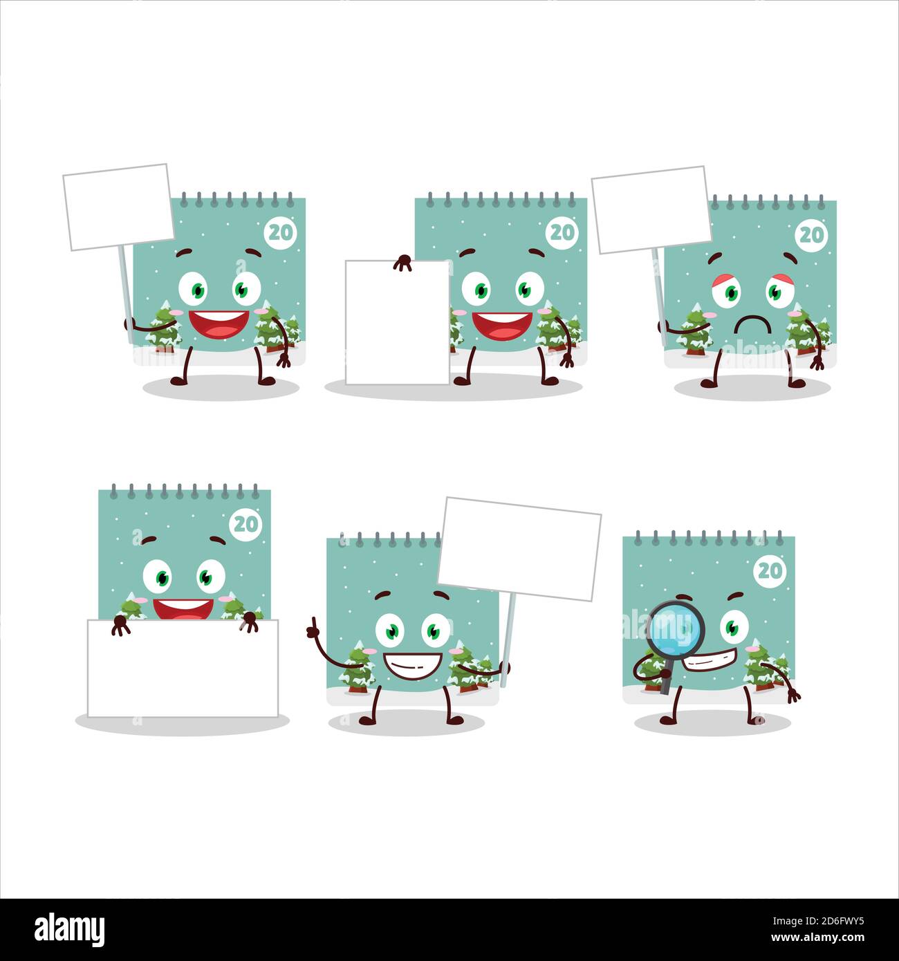 20th december calendar cartoon character bring information board Stock ...