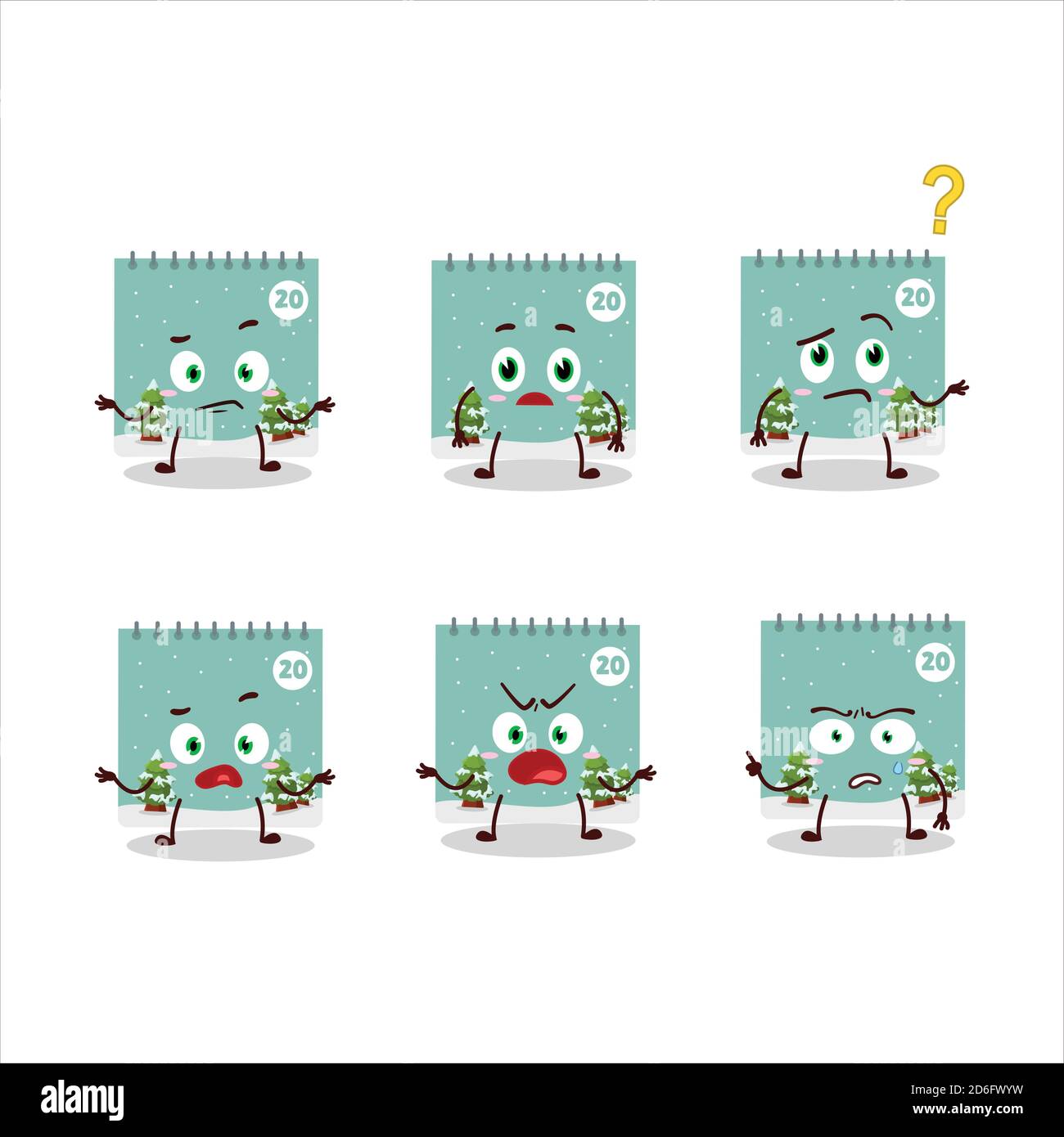 Cartoon character of 20th december calendar with what expression Stock ...