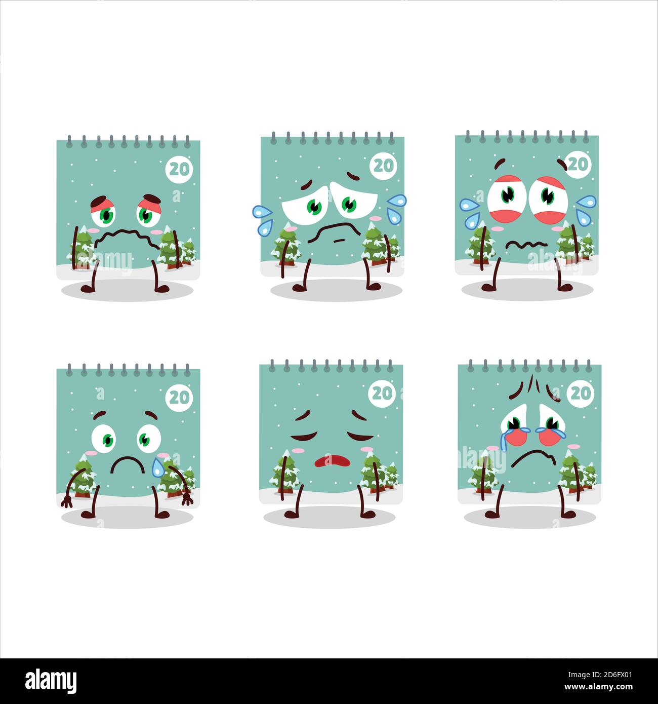 20th december calendar cartoon character with sad expression Stock ...