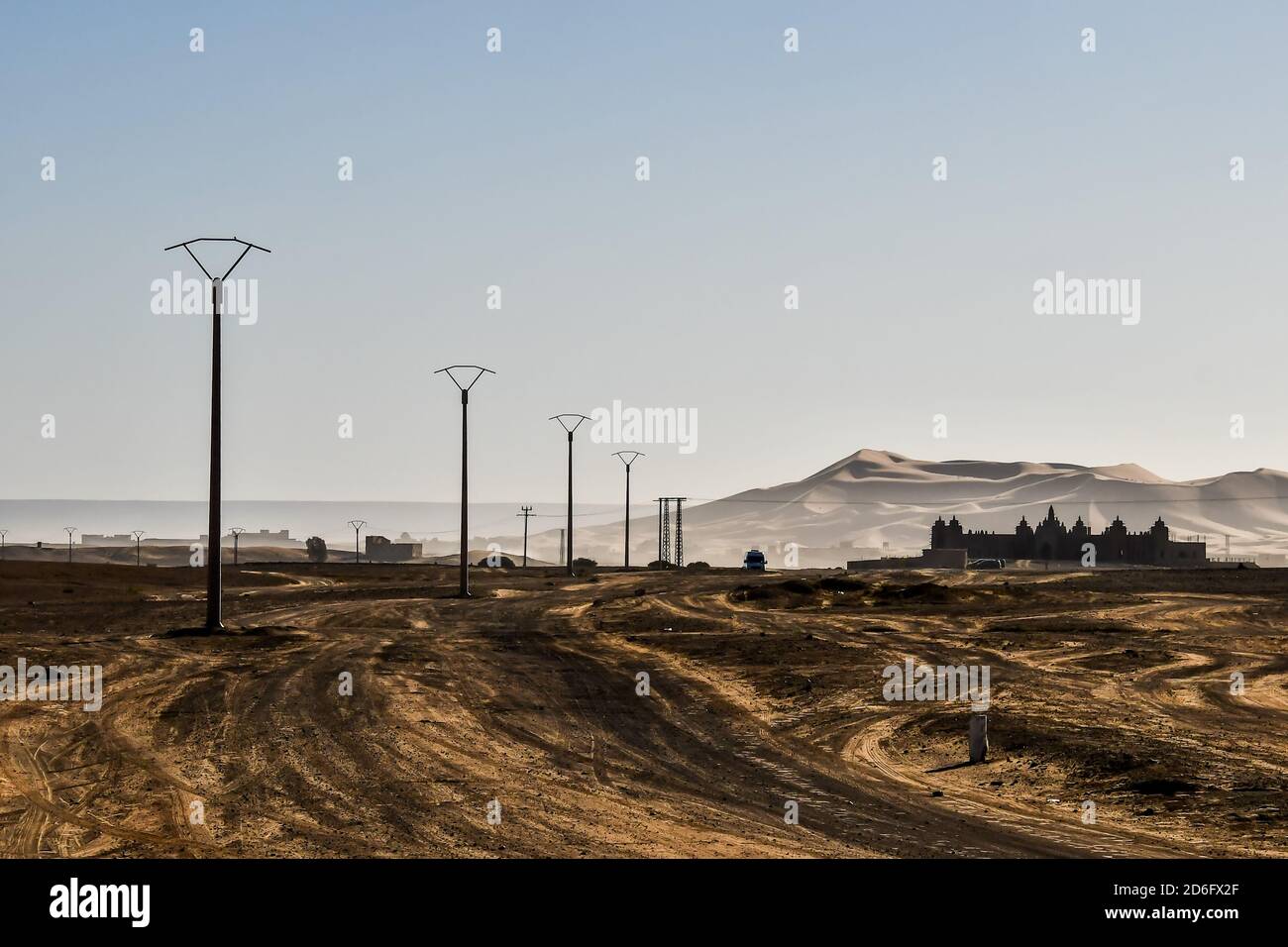 wind turbines in the desert, photo as background Stock Photo - Alamy