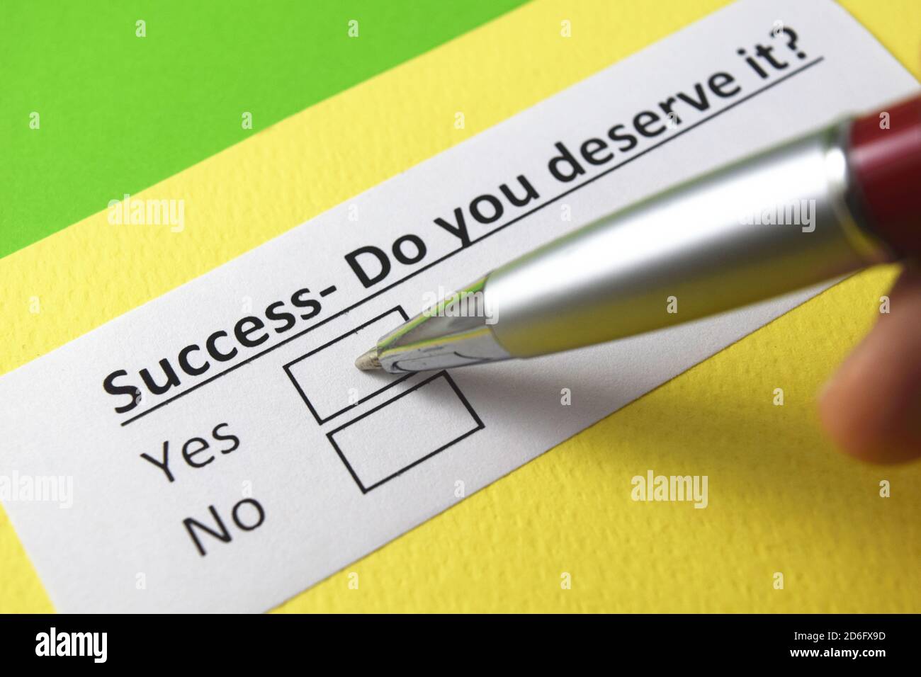 Success- Do you deserve it? yes or no Stock Photo - Alamy