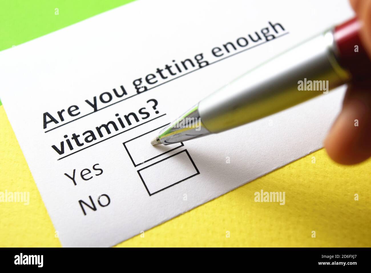 are you getting enough Vitamins? yes or no Stock Photo - Alamy