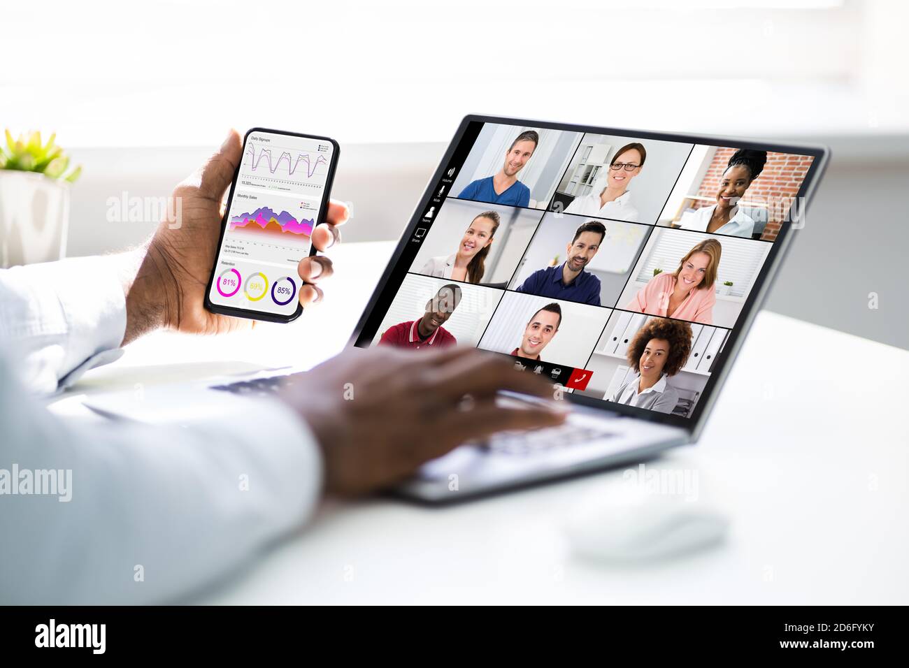 Online Video Conference Work Webinar From Home Stock Photo - Alamy