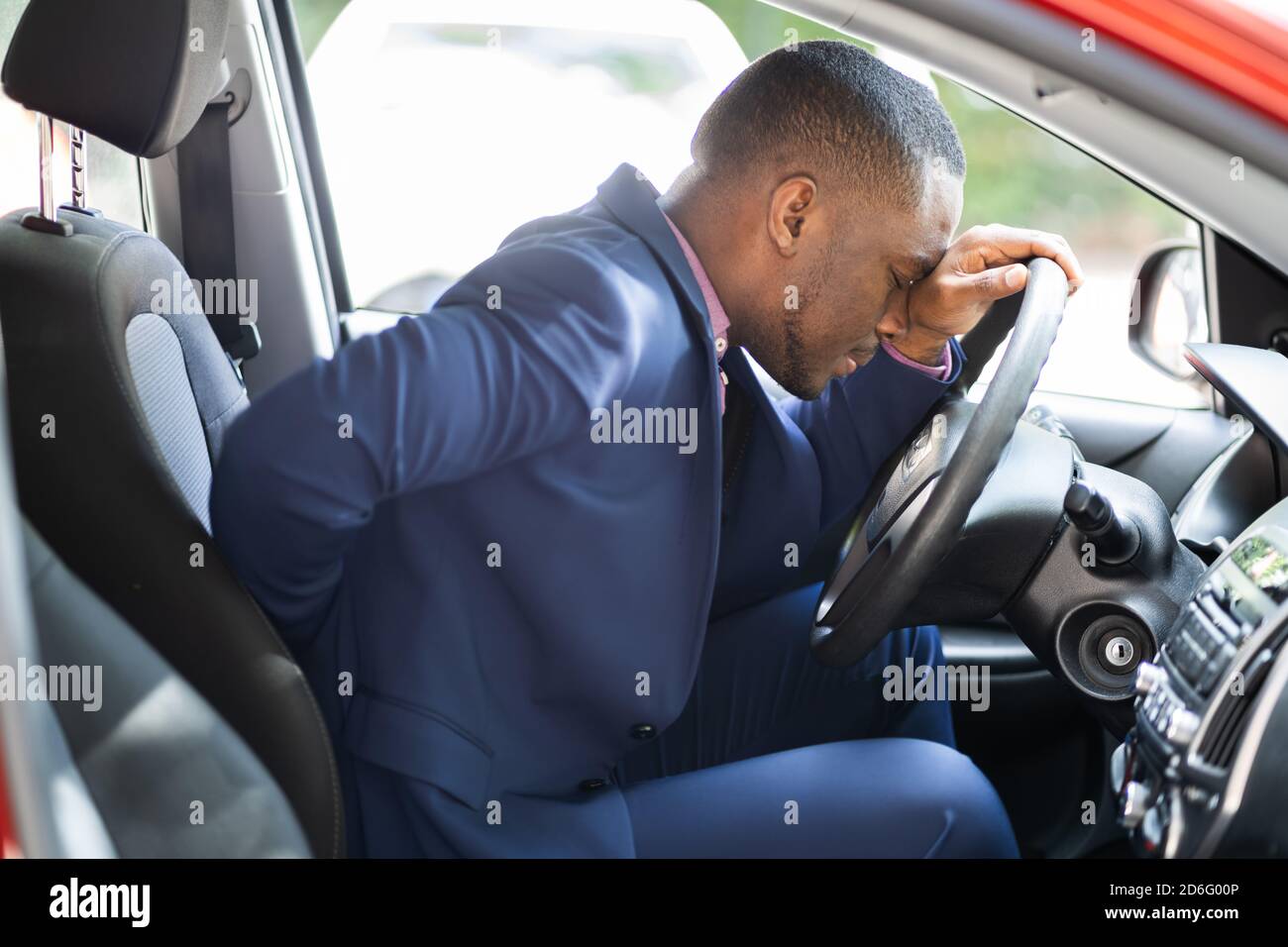 Car Accident Injury. Back Pain While Driving Stock Photo - Alamy