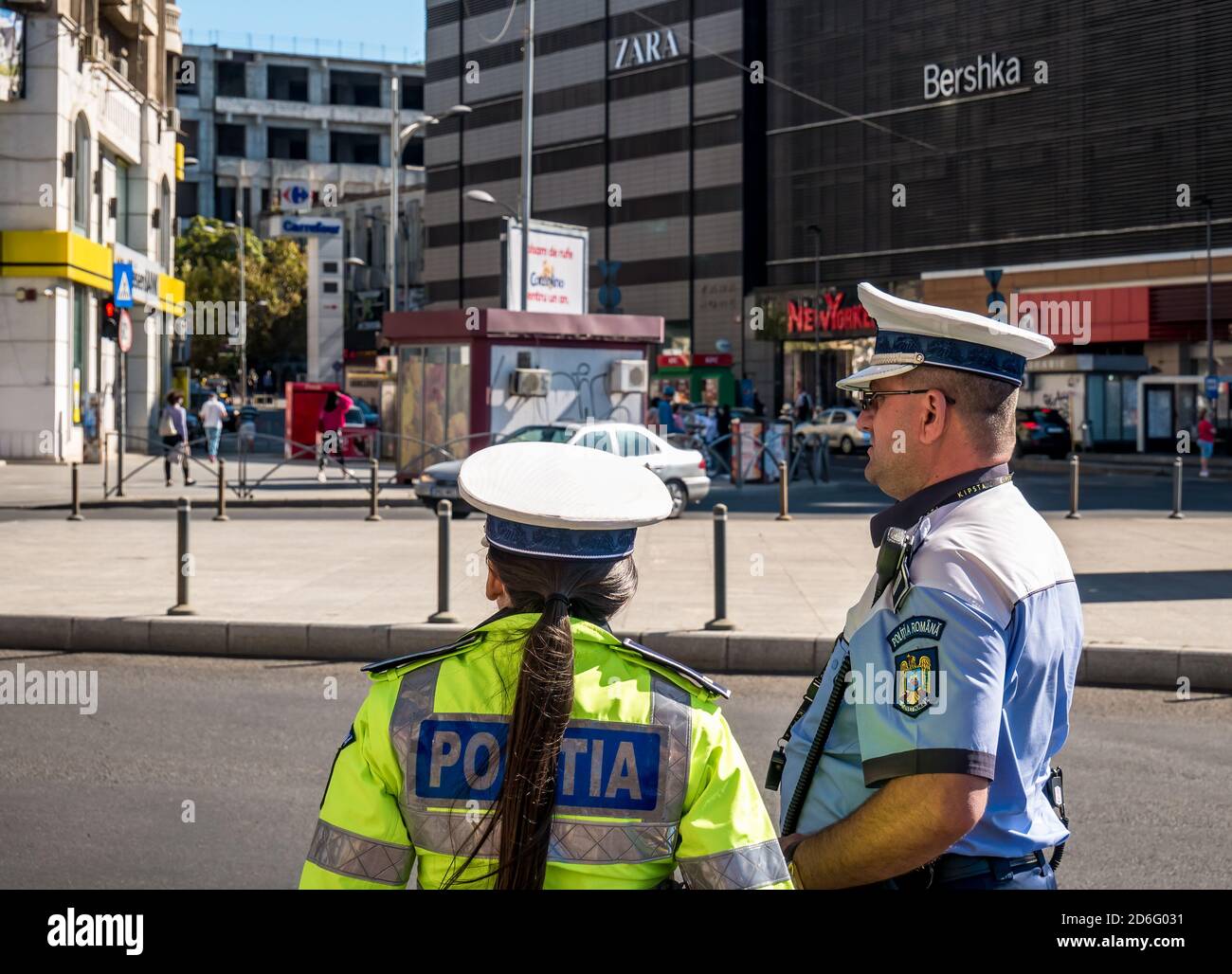 Bucharest/Romania - 09.27.2020: Romanian police officers supervising ...