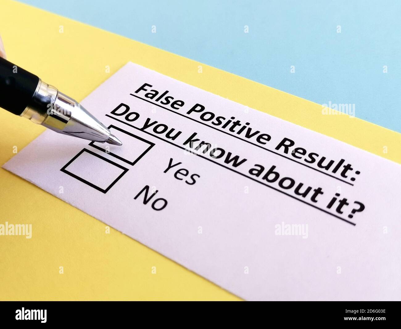 One person is anwering question about false positive result Stock Photo ...