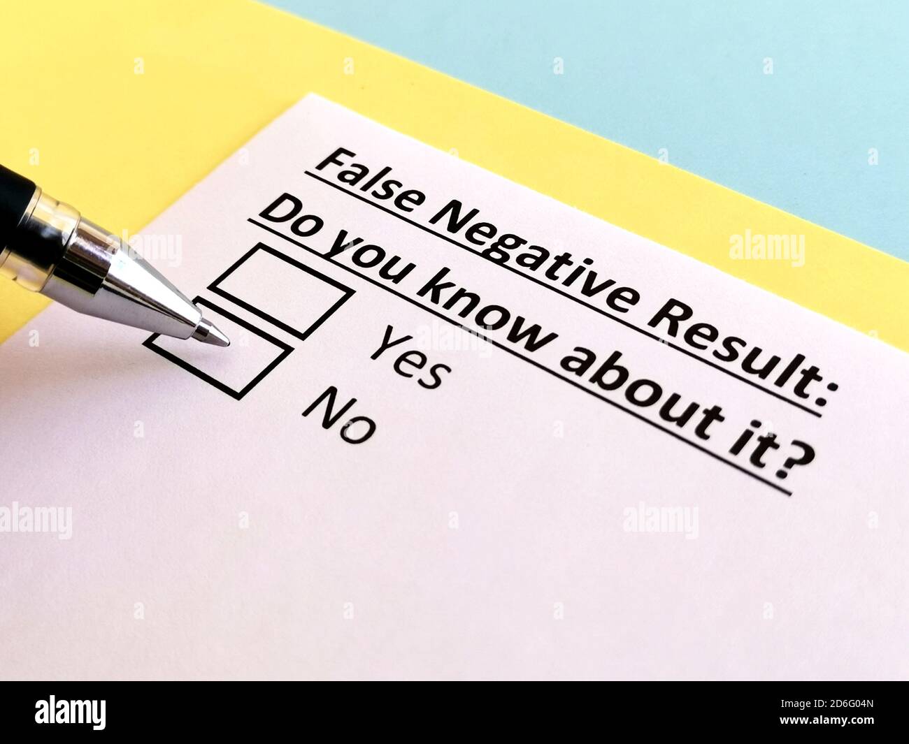 One person is answering question about false negative result Stock ...