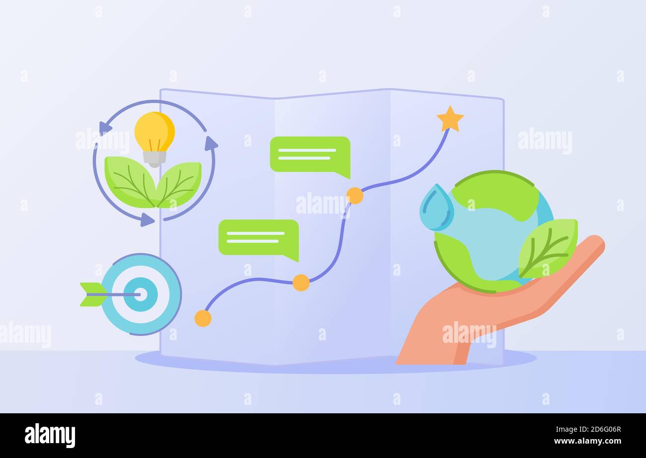 Nature conservation plan strategy concept hand hold earth route target ...